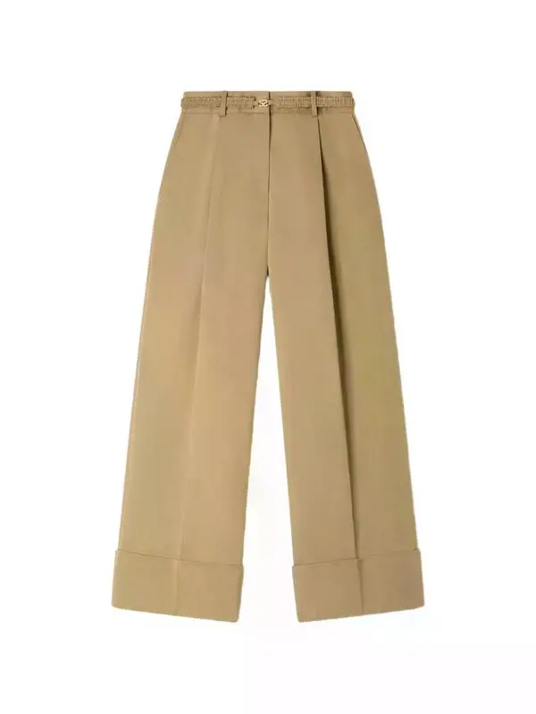 Sandro Wide-leg Pleated Trousers With Buckled Belt