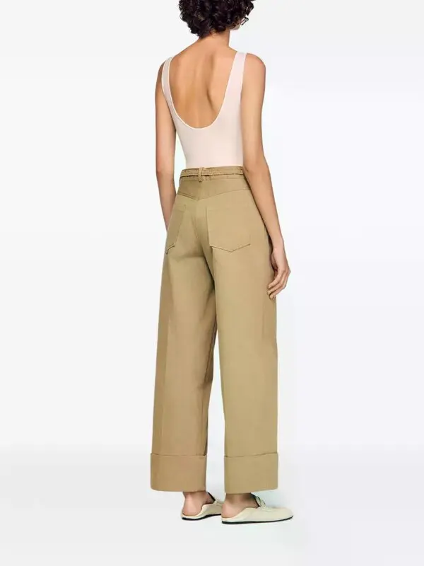 Sandro Wide-leg Pleated Trousers With Buckled Belt