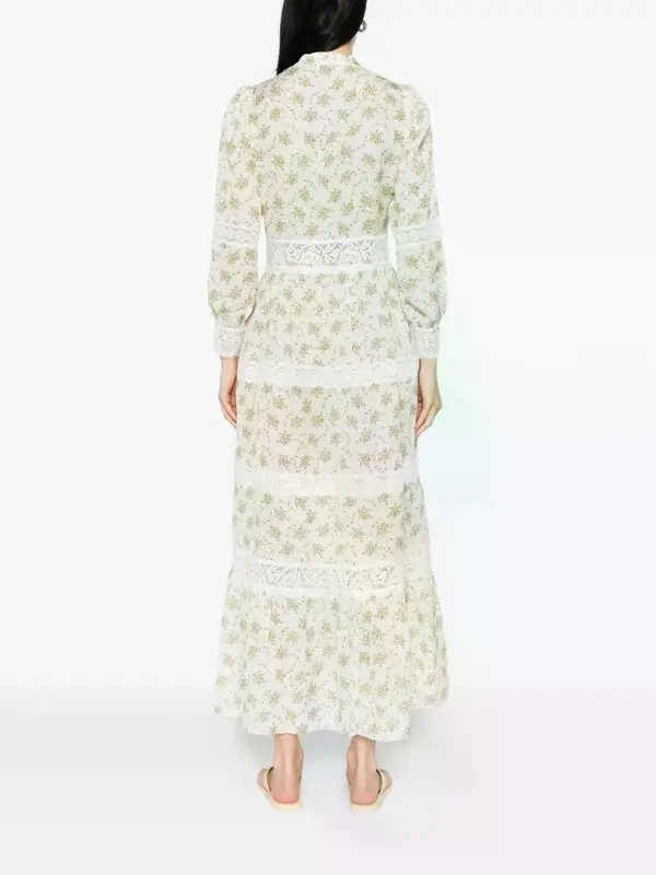 Sandro Floral Lace Midi Dress - White