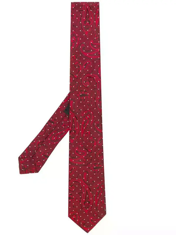 Etro Paisley Print Standard Tie - Red
