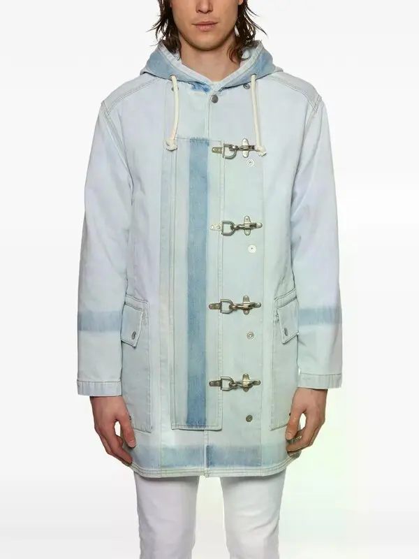 MAISON MARGIELA Hooded Clasp Denim Coat - Blue