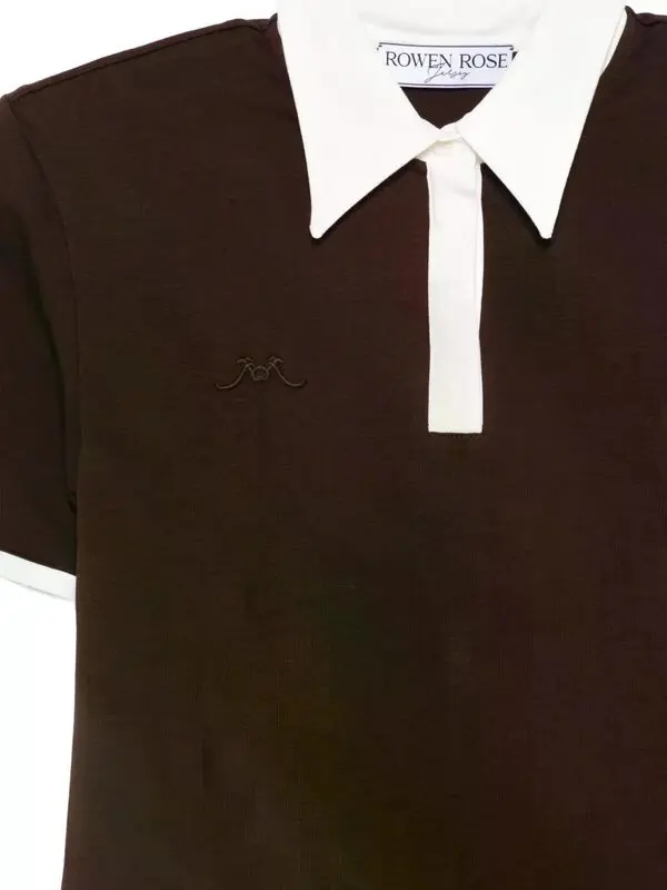 ROWEN ROSE Contrast-collar Polo Top
