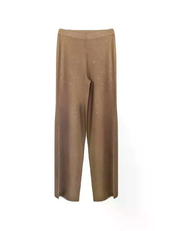 KANGRA Sequin-embellished Wide Leg Trousers - Neutrals