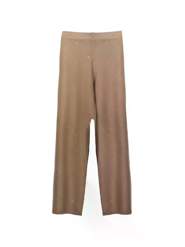 KANGRA Sequin-embellished Wide Leg Trousers - Neutrals