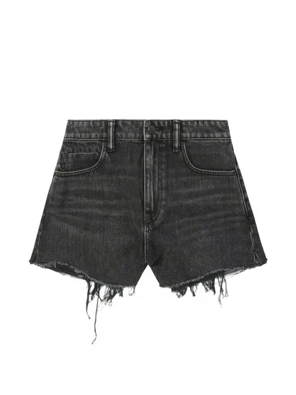 Alexander Wang Bite Frayed-hem Denim Shorts - Black