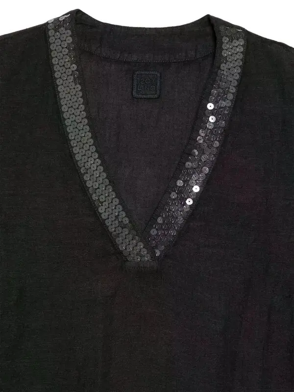 120% Lino Sequin-embellished Blouse - Black
