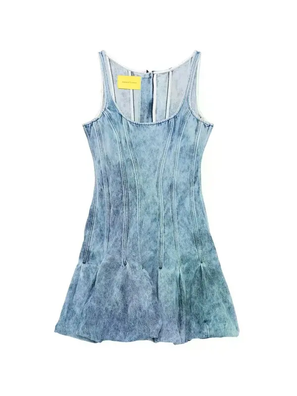 MARQUES' ALMEIDA Acid Wash Pleated Dress - Blue