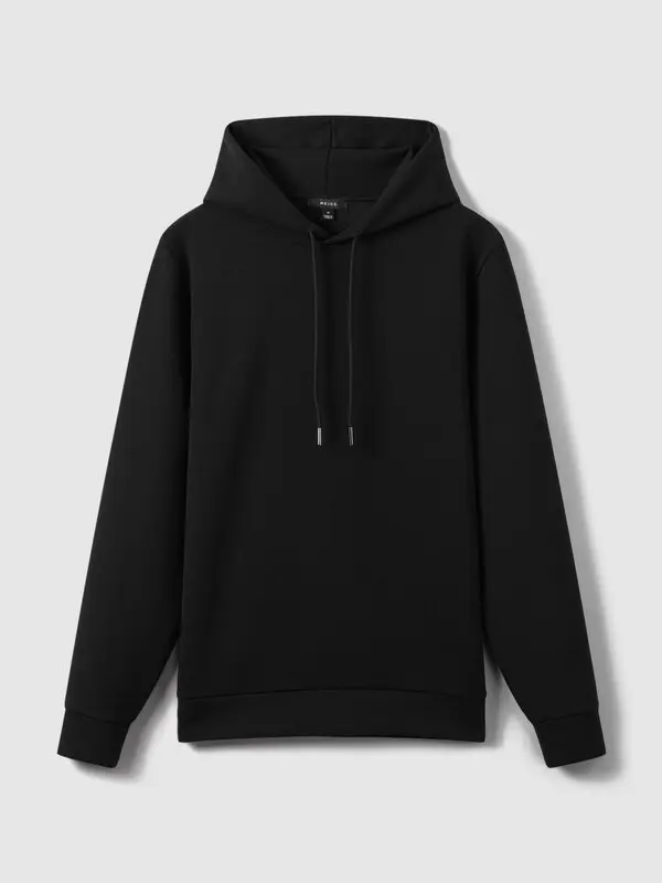 REISS Fabien Premium Interlock-jersey Hoodie - Black