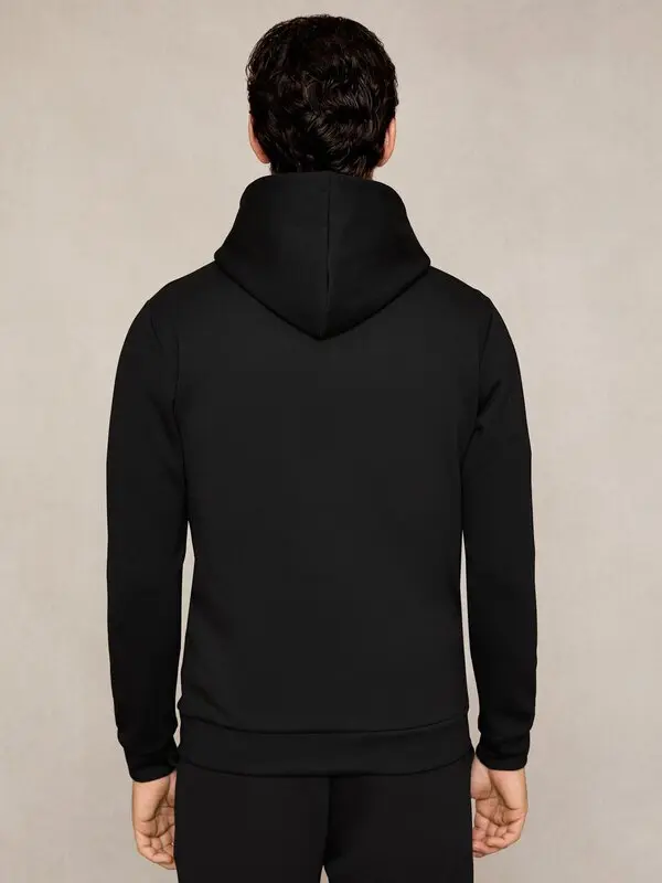 REISS Fabien Premium Interlock-jersey Hoodie - Black