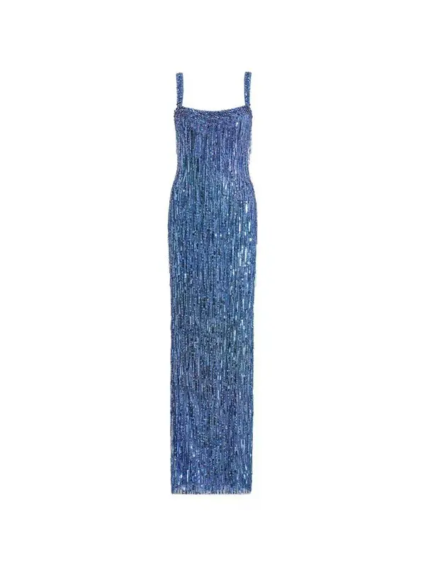 Jenny Packham Fleur Bead-embellished Gown - Blue