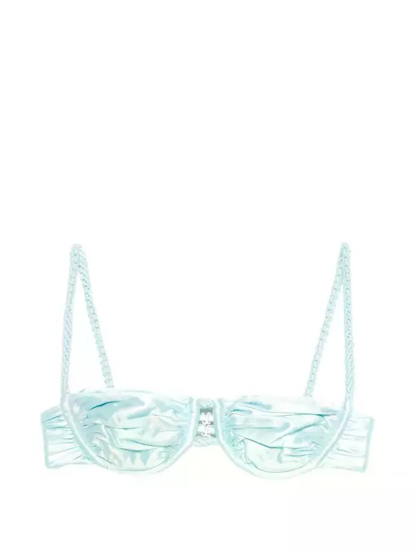 ISA BOULDER Ruched Weave Bikini Top - Blue