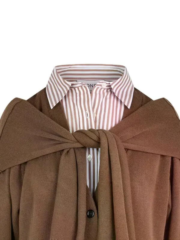 Monse Combo-knit Asymmetric Shirt Dress
