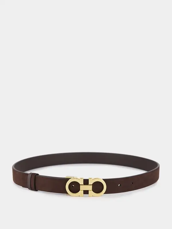 FERRAGAMO Gancini Leather Belt - Brown