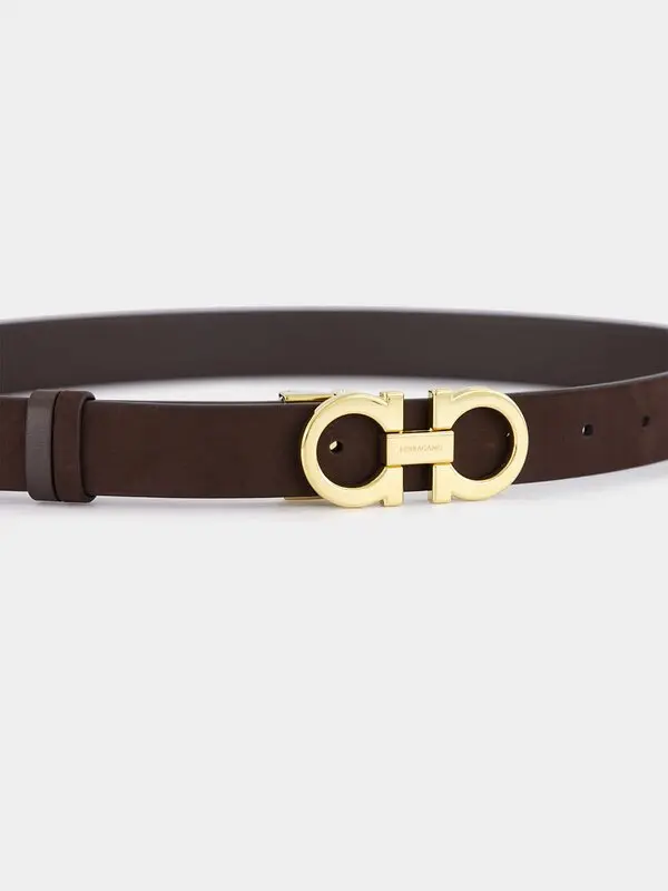 FERRAGAMO Gancini Leather Belt - Brown