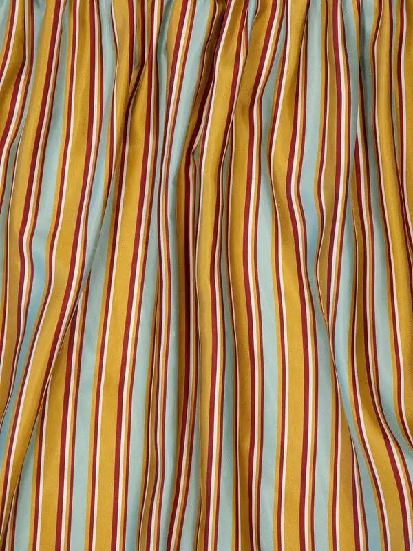 PAULA Rosalia Sun Stripes Printed A-line Silk Twill Dress - Yellow
