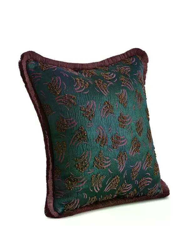SOHO HOME Jago Fringed Square Cushion - Green