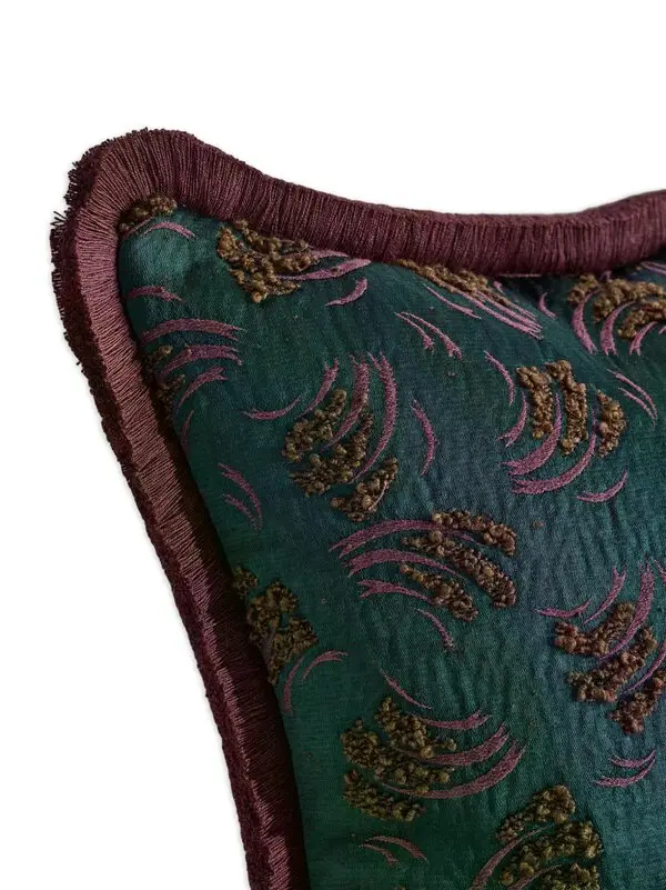 SOHO HOME Jago Fringed Square Cushion - Green