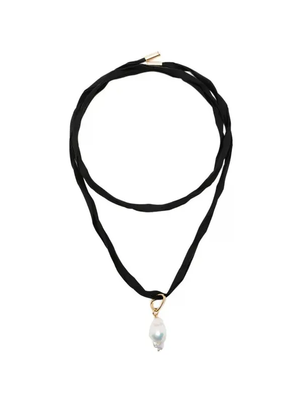 Carven Pearl Pendant Necklace - Black