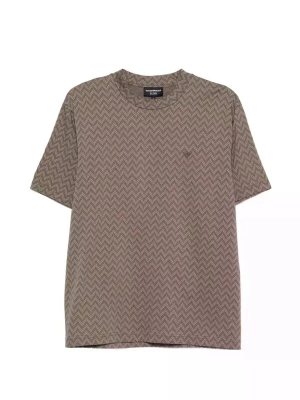 Emporio Armani Icon Chevron-pattern Cotton T-shirt - Brown