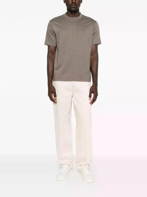 Emporio Armani Icon Chevron-pattern Cotton T-shirt - Brown