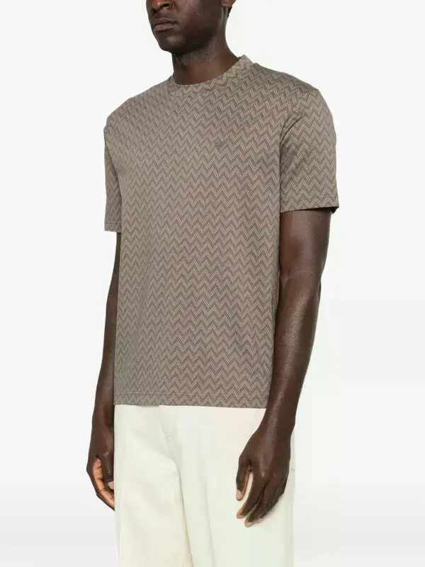 Emporio Armani Icon Chevron-pattern Cotton T-shirt - Brown