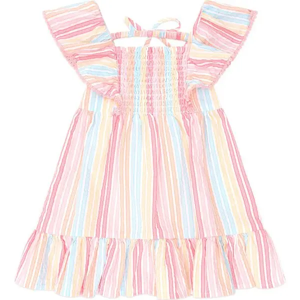 HUXBABY Rainbow Stripe Shirred Dress - Multi