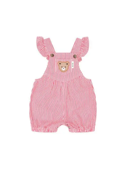 HUXBABY Classic Stripe Bubble Romper - Geranium/almond Milk