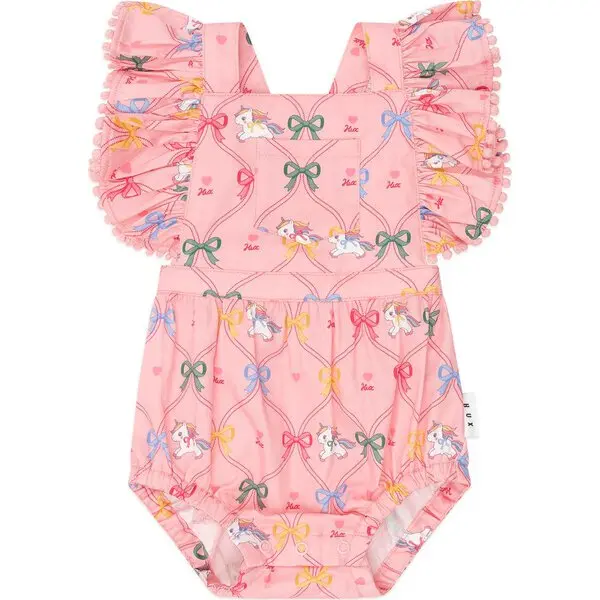 HUXBABY Unicorn Bow Playsuit - Dusty Pink