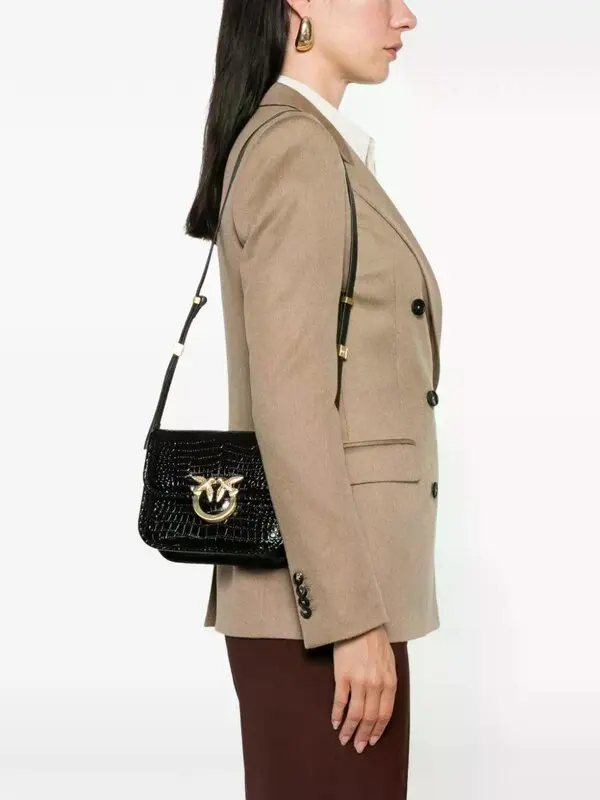 Pinko Crocodile-effect Flap Shoulder Bag