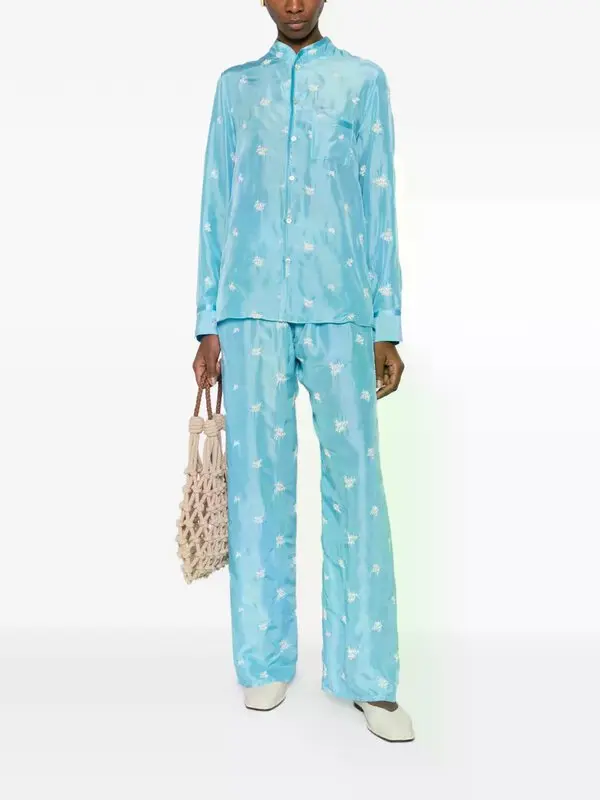 FORTE_FORTE Floral Chest-pocket Shirt - Blue