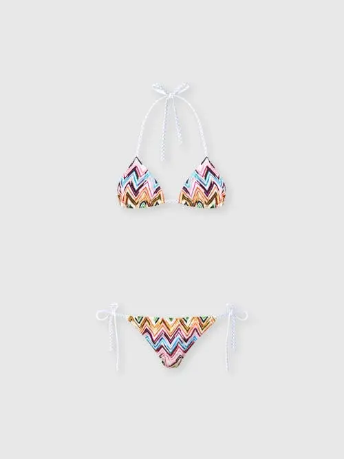 Missoni Stretch Viscose Lace-motif Bikini With Zigzag Pattern - Multicoloured