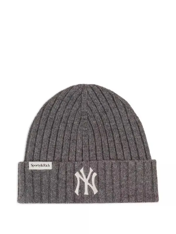 SPORTY & RICH Ribbed Cuffed Beanie - Grey