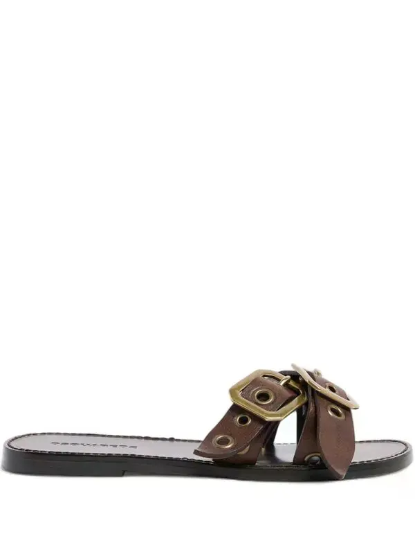 Dsquared2 Buckle Eyelet Flat Sandals - Brown