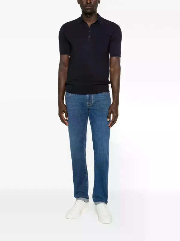 Brunello Cucinelli Ribbed Polo Shirt - Blue