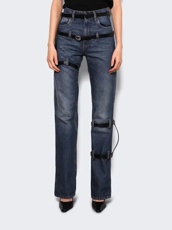 Coperni Multi Belt Denim Pants - Blue