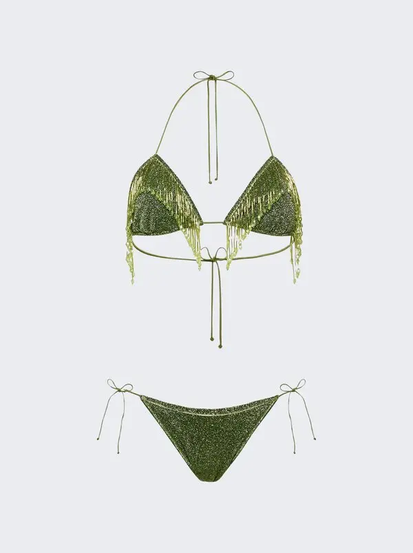 OSÃ©REE Lumiere 20s Pearls Two-piece Swimsuit - Green
