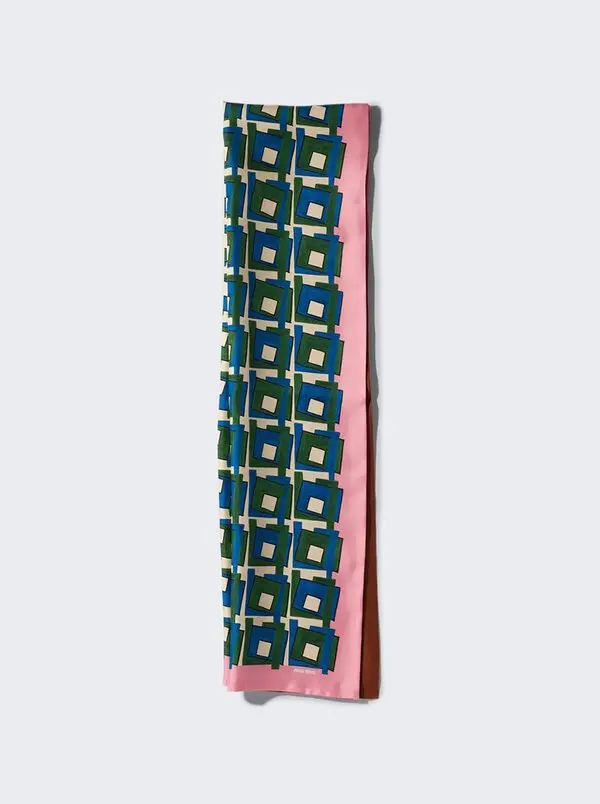 Miu Miu Twill Geometrico Scarf Rosa And Alloro - Multicolor