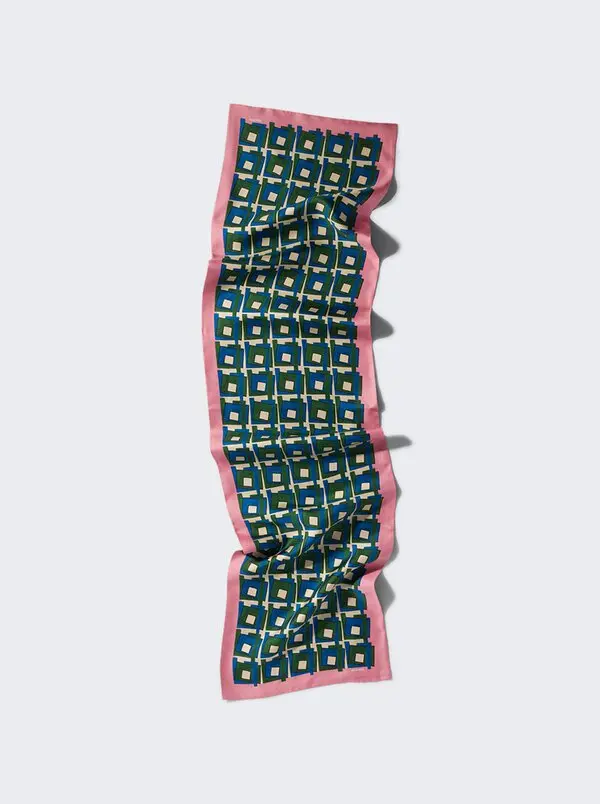 Miu Miu Twill Geometrico Scarf Rosa And Alloro - Multicolor