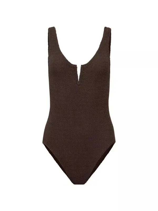 SORBET ISLAND Ava V-neck One-piece Swimsuit - Brown