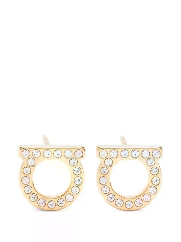 FERRAGAMO Gancini Crystal-embellished Earrings - Gold