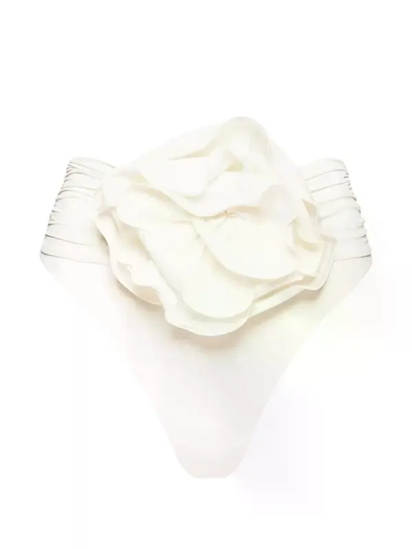 Magda Butrym Ruffled Floral Bikini Bottoms - Neutrals