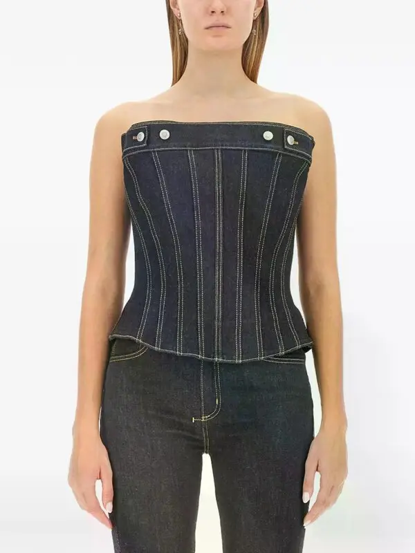 Alexander McQueen Denim Bustier Top