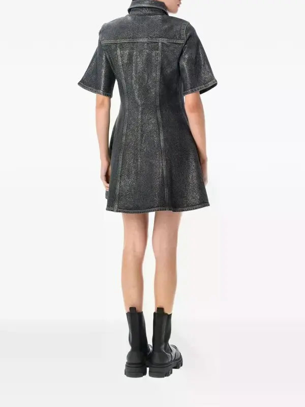 GANNI Foiled Denim Mini Dress