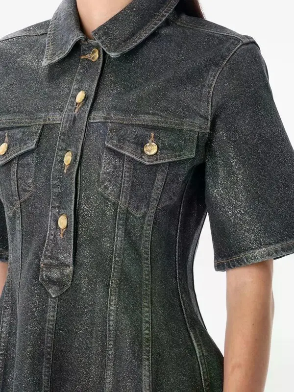 GANNI Foiled Denim Mini Dress