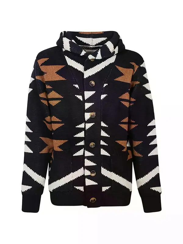 TOOCO Hooded Print Cardigan