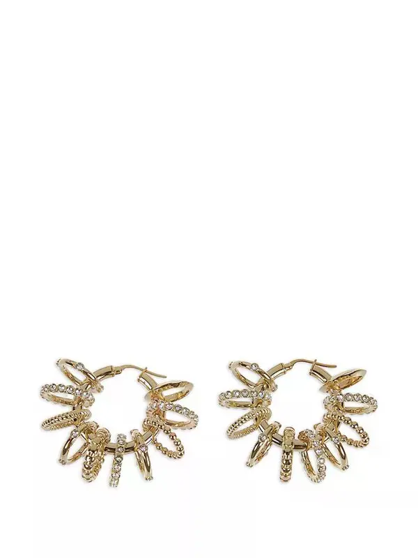 Amina Muaddi Crystal Embellished Hoop Earrings - Gold