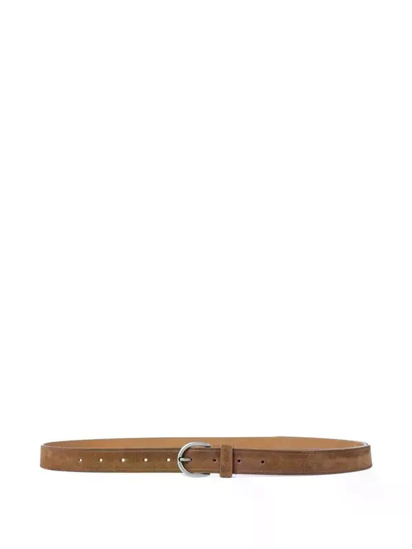 ANN DEMEULEMEESTER Konji Coated Suede Leather Belt - Neutrals