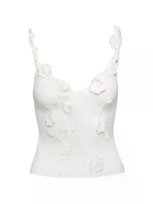 Cult Gaia Floral-appliqué Top - White