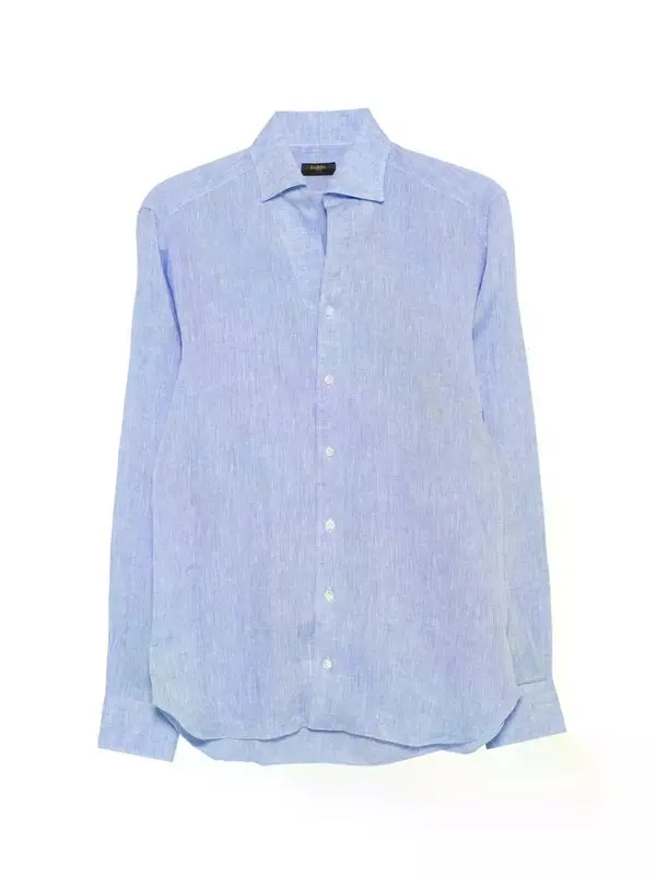 BARBA NAPOLI Button-down Linen Shirt - Blue
