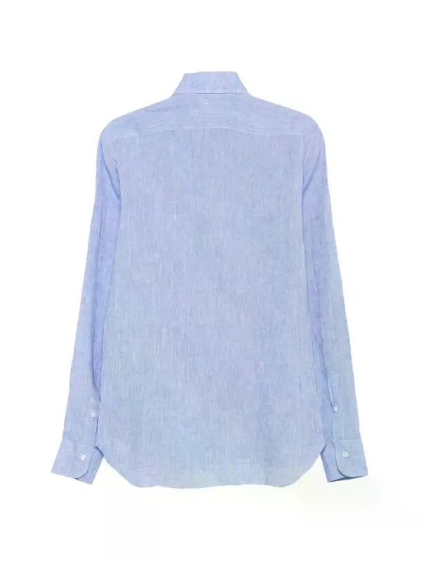 BARBA NAPOLI Button-down Linen Shirt - Blue